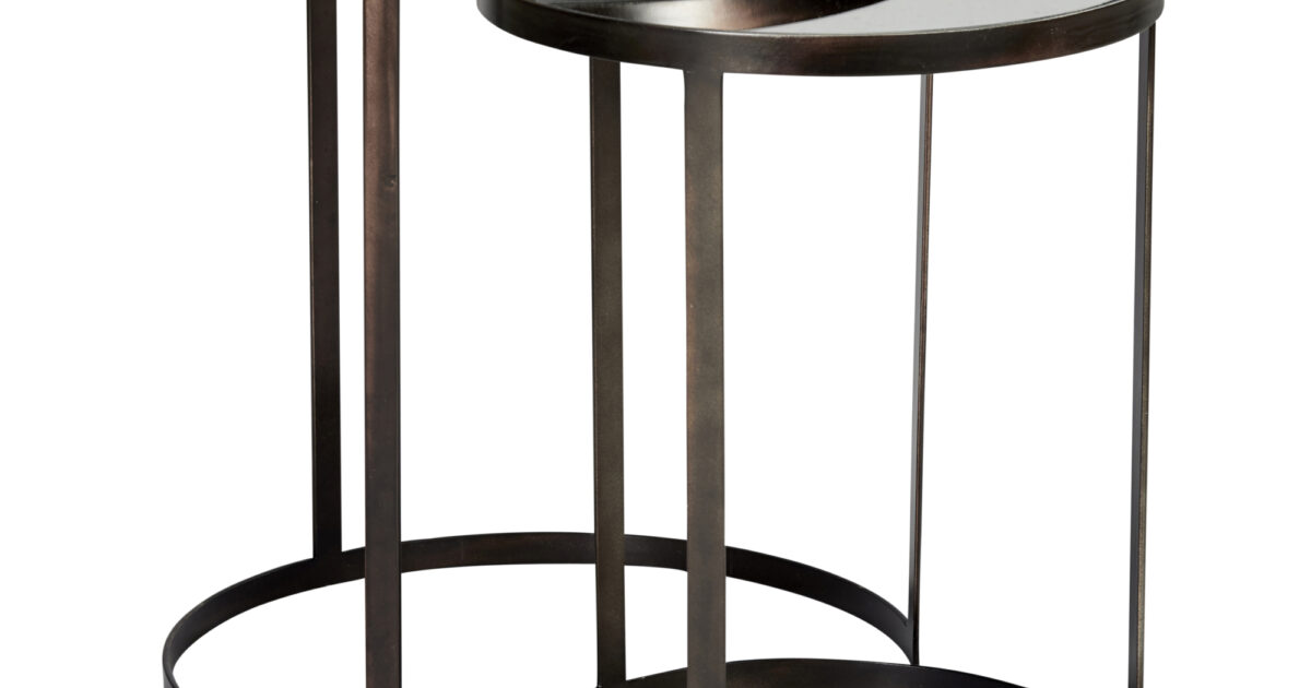 Brando Nest Side Table | Bronze with Antique Mirror | Robert Langford
